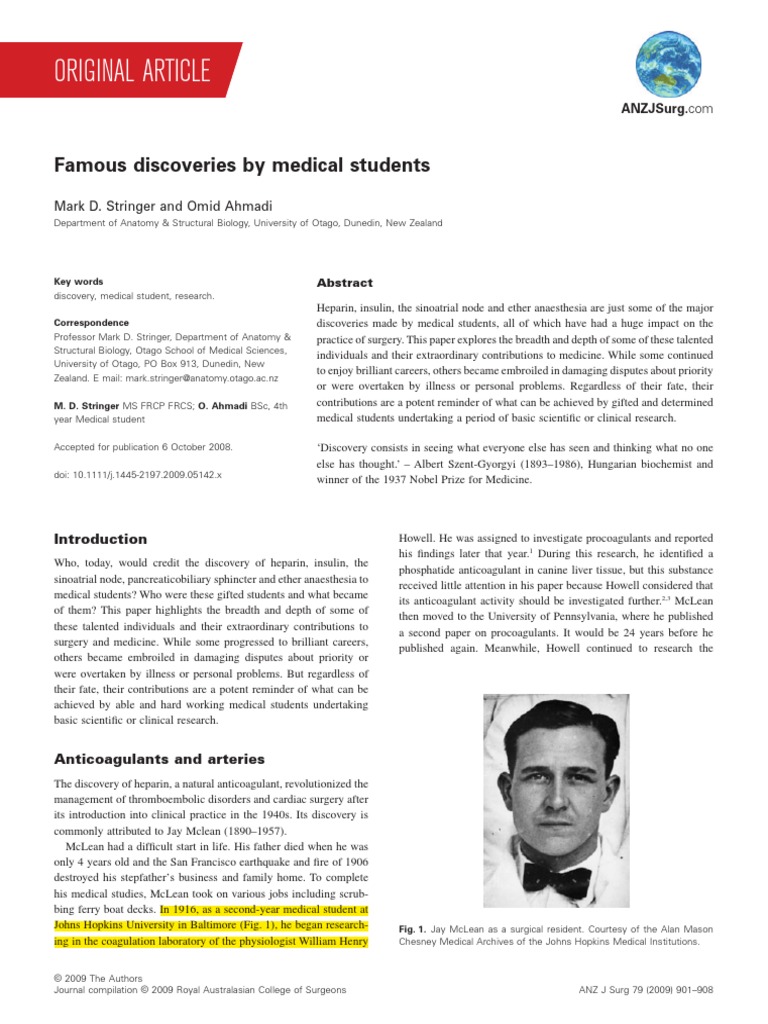 Famous Discoveries by Medical Studentsans | PDF | Medicine | Medical ...