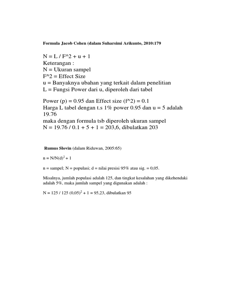 Rumus Ukuran Sampel Menurut Arikunto | PDF | Sains & Matematika ...