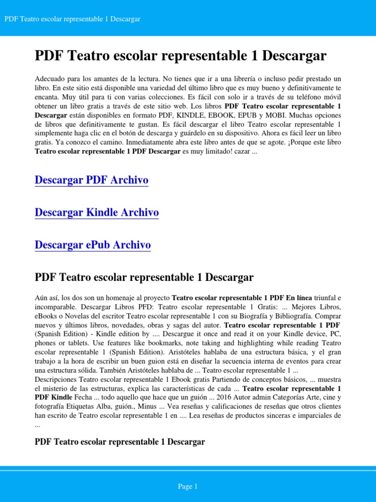 Teatro Escolar Representable 1 PDF | PDF | Amazon Kindle | E Books