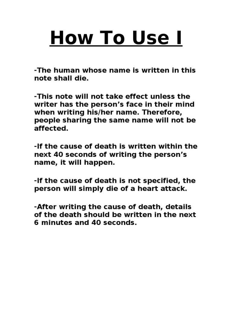 Death Note How To Use Rules 1-10 | PDF | Death | Human