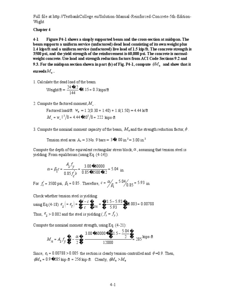 Analysis of Nominal Moment Capacity for Various Singly Reinforced ...