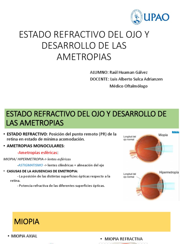 Estado Refractivo y Ametropías Oculares | PDF | Ojo humano | Córnea