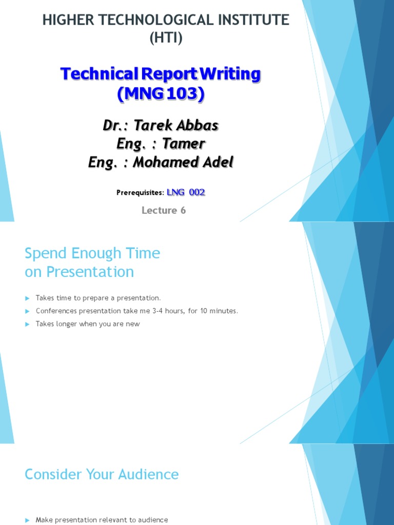 Higher Technological Institute (HTI) : Technical Report Writing (MNG ...