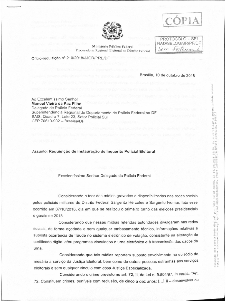 Solicitação de Instauração de Inquérito | PDF