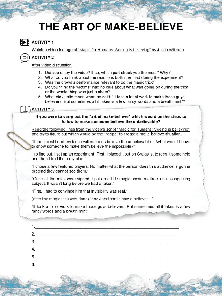 The Art of Make-Believe Activities | PDF