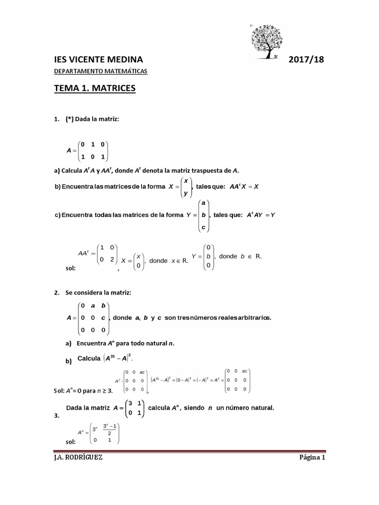 Matrices | PDF | Matriz (Matemáticas) | Álgebra lineal