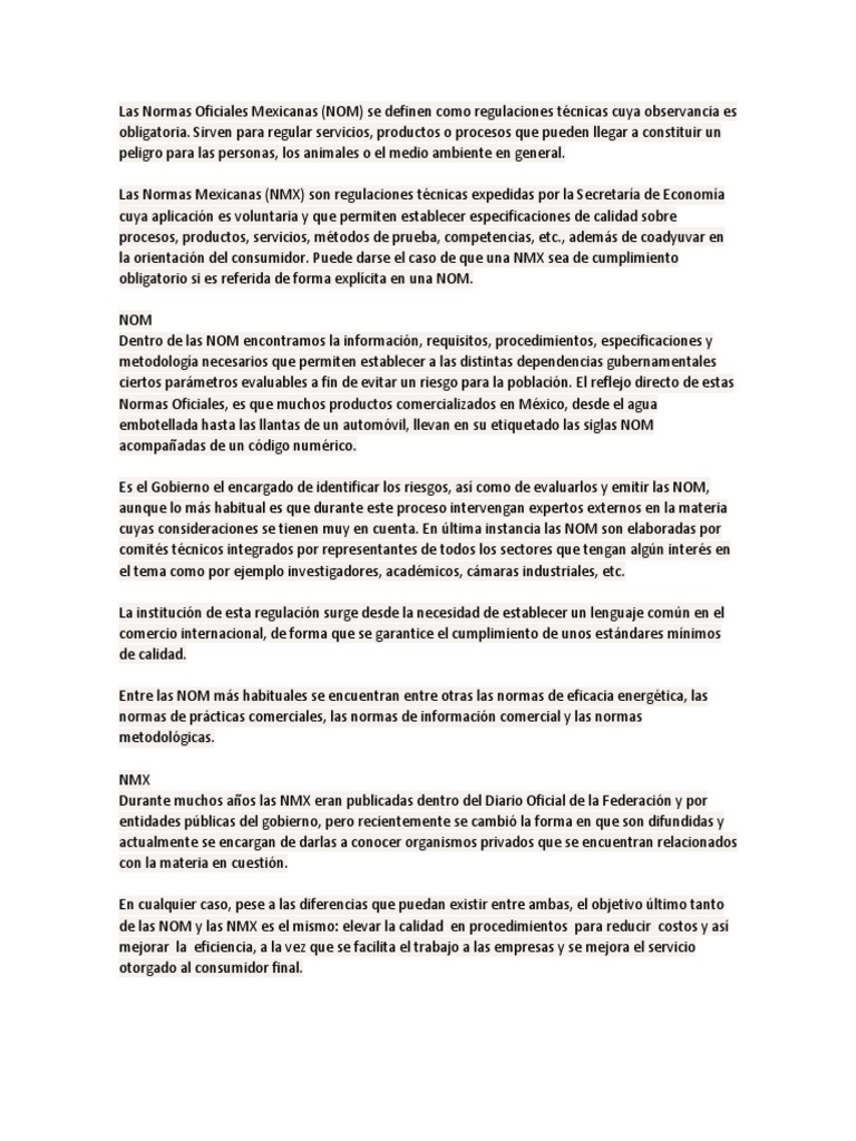 Las Normas Oficiales Mexicanas | PDF | Calidad (comercial) | México