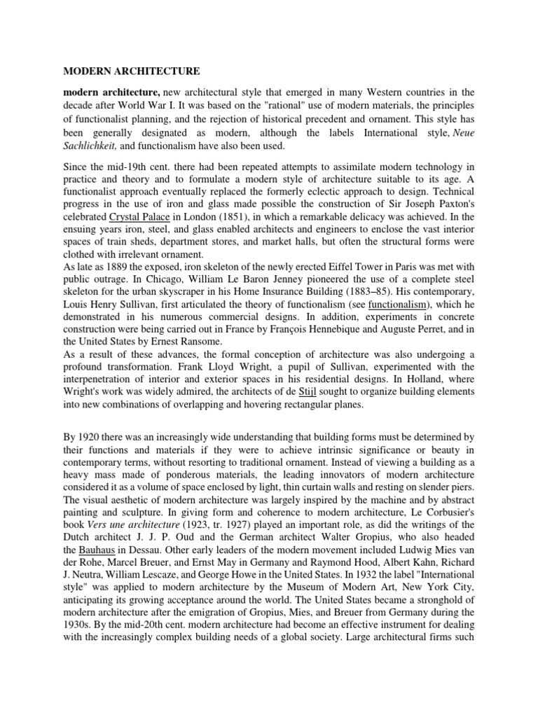 Modern Architecture | PDF | Architectural Design | Architecture