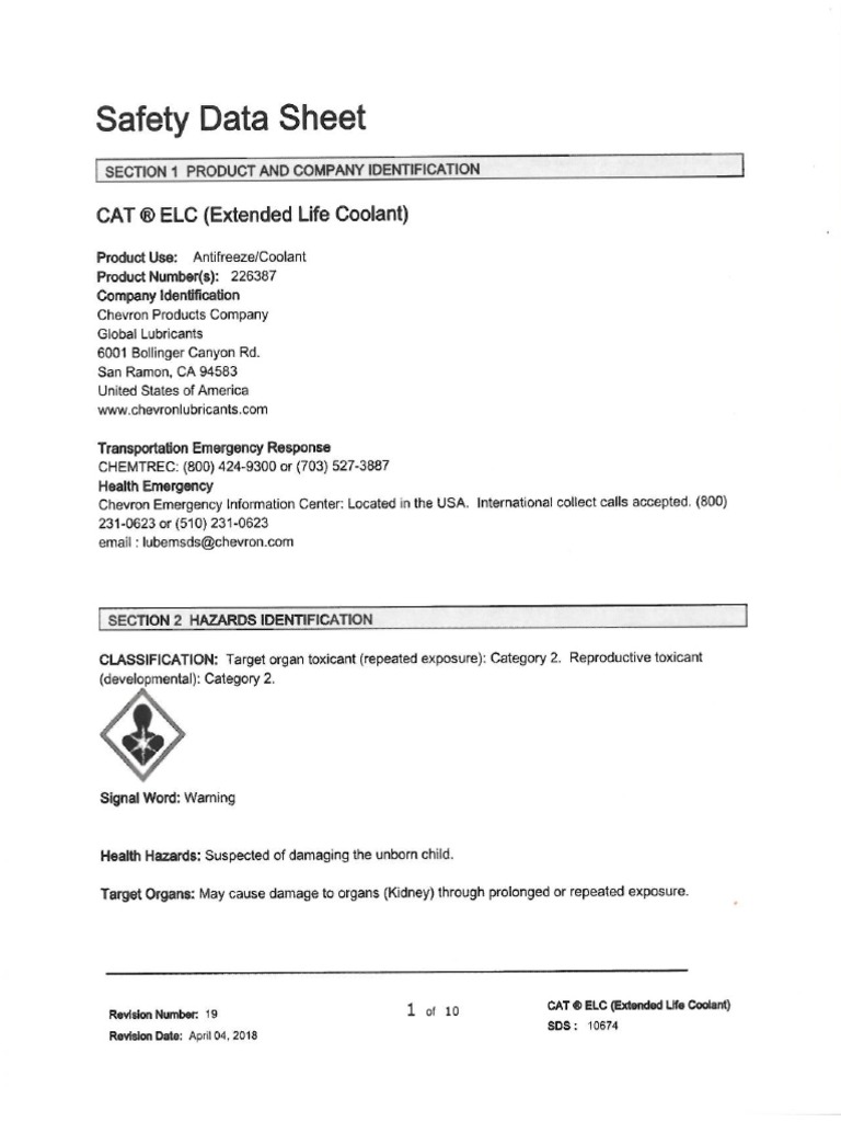 Msds - 226387 - Cat Elc Premix | PDF