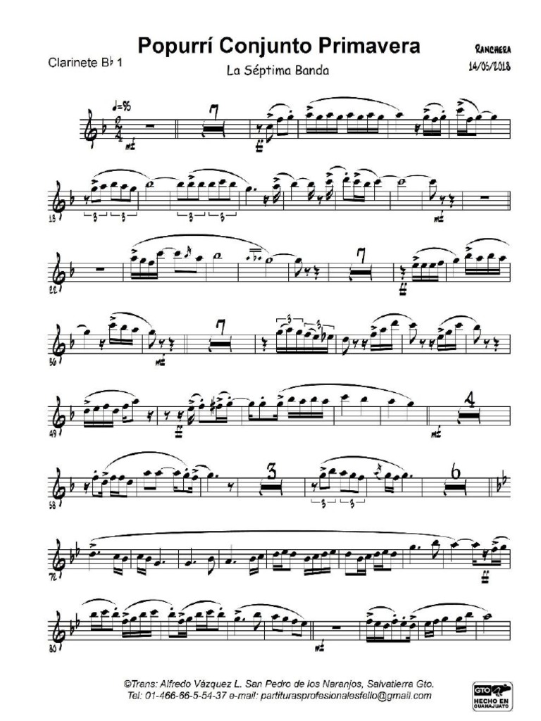 Partitura Popurrí Conjunto Primavera | PDF