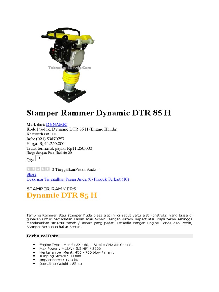 Stamper Rammer Dynamic DTR 85 H | PDF | Komputer