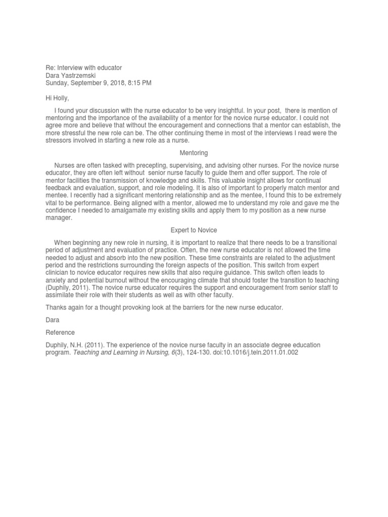 Post 2 Week 2 Fall 2018 | PDF | Mentorship | Nursing