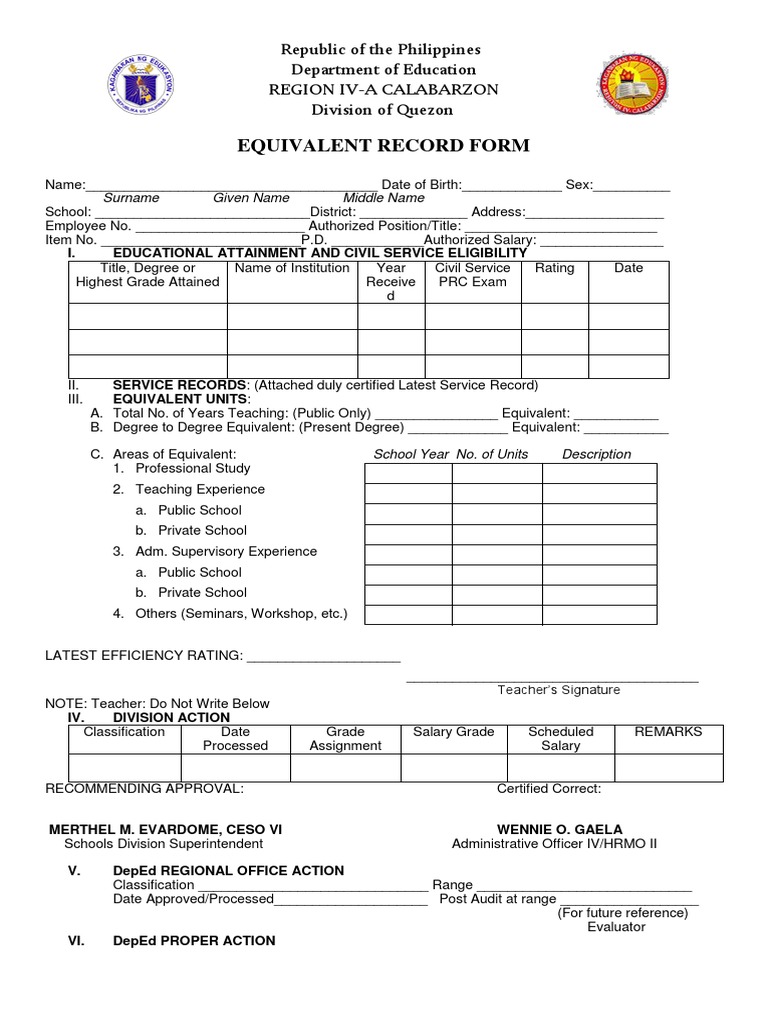 Equivalent Record Form for DepEd | PDF | Behavior Modification