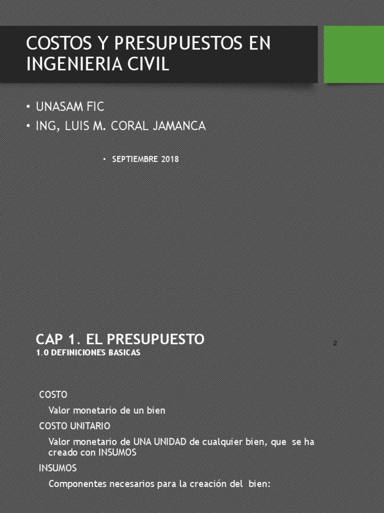 Cap 1. Costos y Presupuestos en Ingenieria Civil | PDF | Presupuesto ...