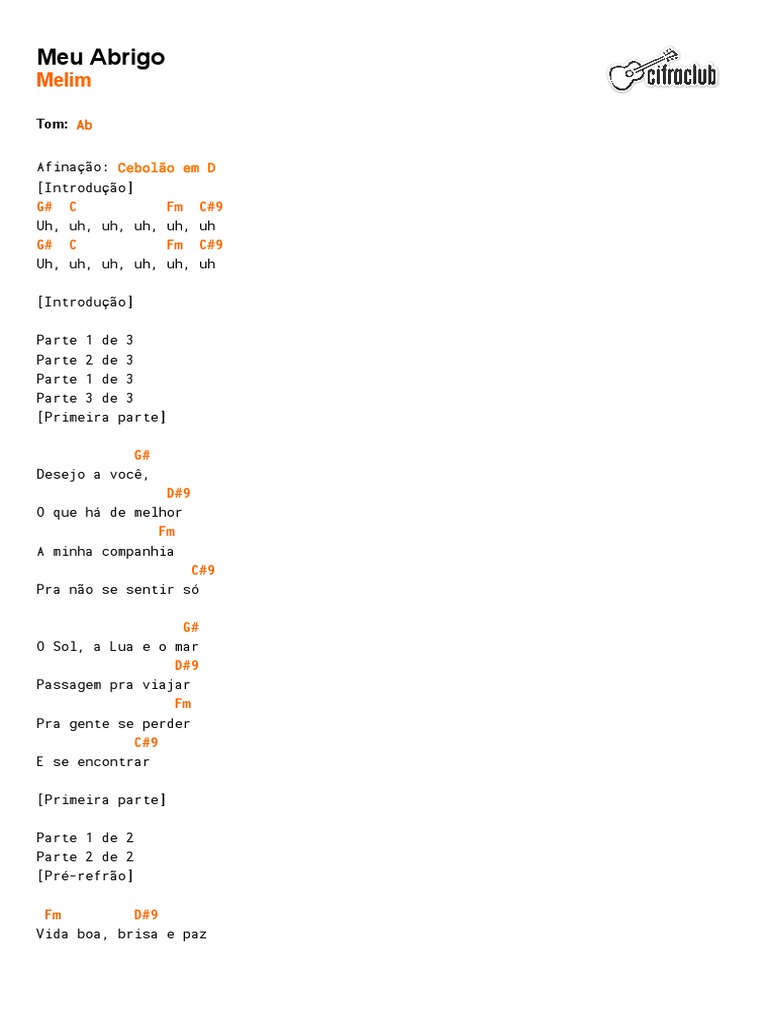 Cifra Club - Melim - Meu Abrigo | PDF | Música gravada | Lazer