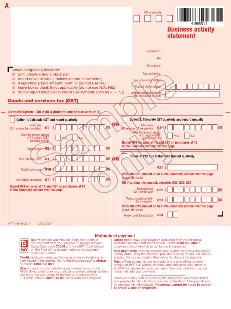 BAS Template PDF | PDF | Payments | Debit Card