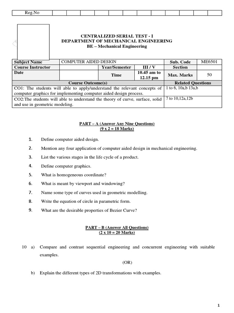 Centralized Serial Test - I Department of Mechanical Engineering BE ...