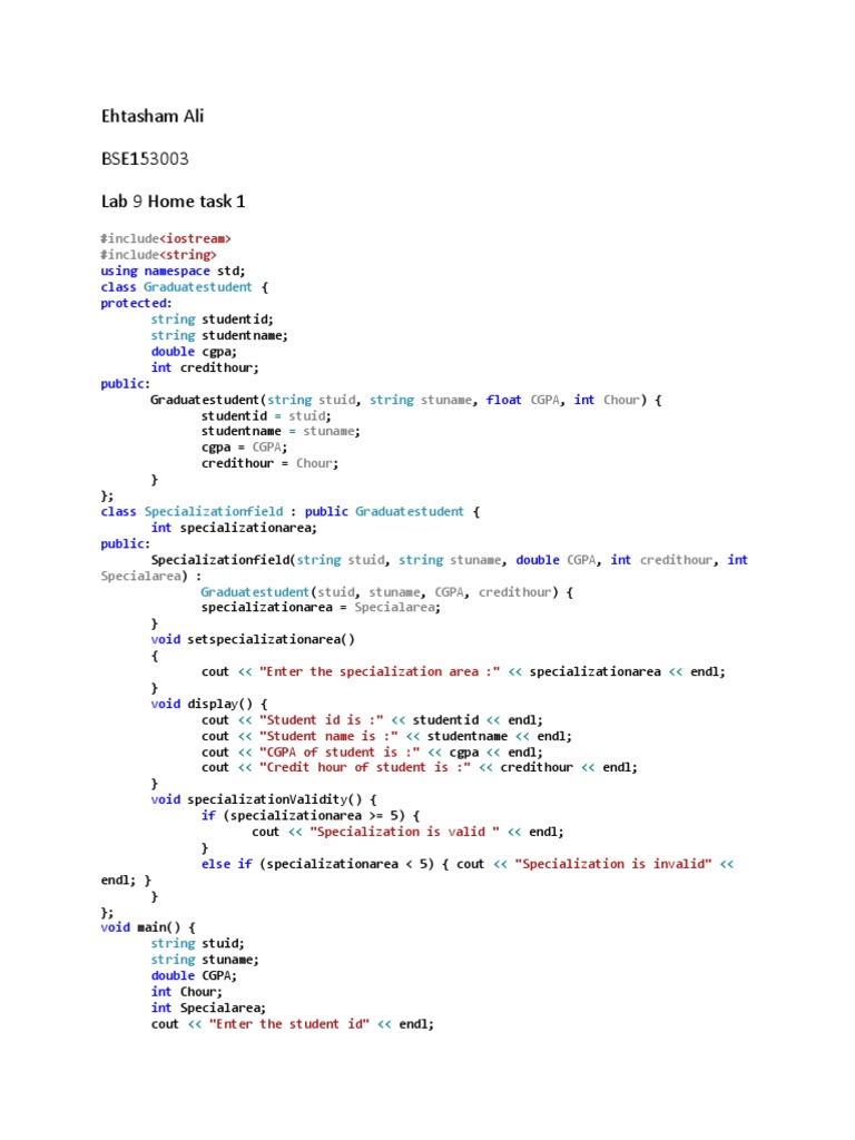 Lab 9 Home Task 1 Computer Science OOP Practical Tasks | PDF