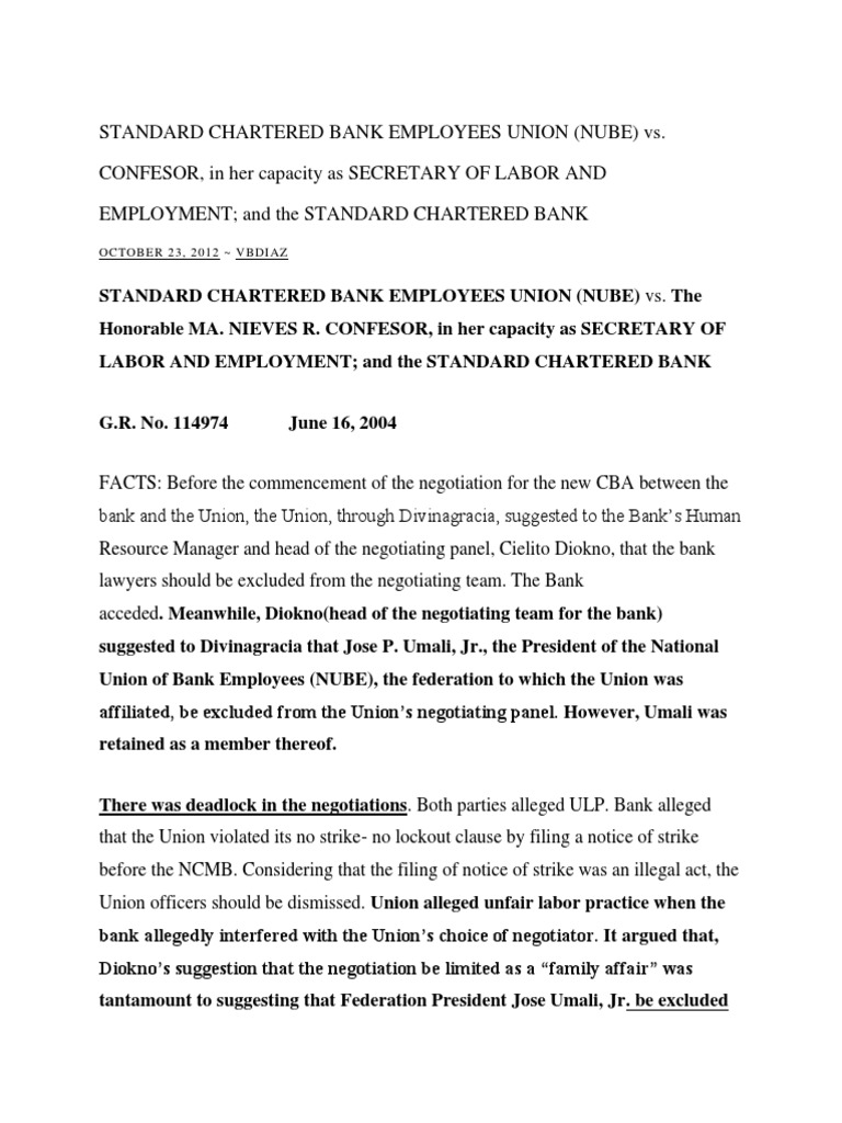 52 Standard Chartered Bank Employees V Standard Chartered Bank | PDF ...