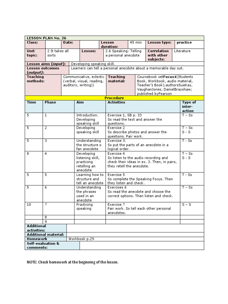 26 Focus 4 Lesson Plan Unit 2 | PDF | Lesson Plan | Applied Psychology