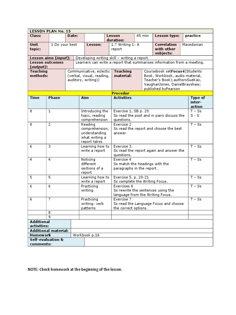 15 Focus 4 Lesson Plan Unit 1 | PDF | Lesson Plan | Semiotics