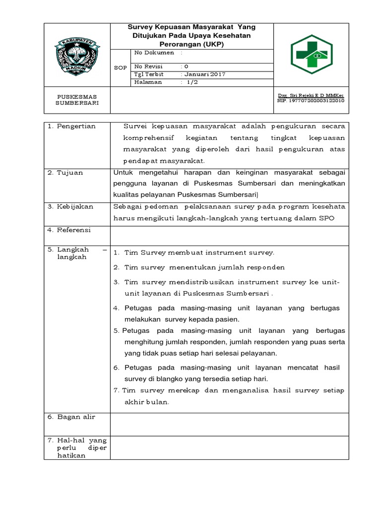 SOP Survey Kepuasan Masyarakat UKP | PDF