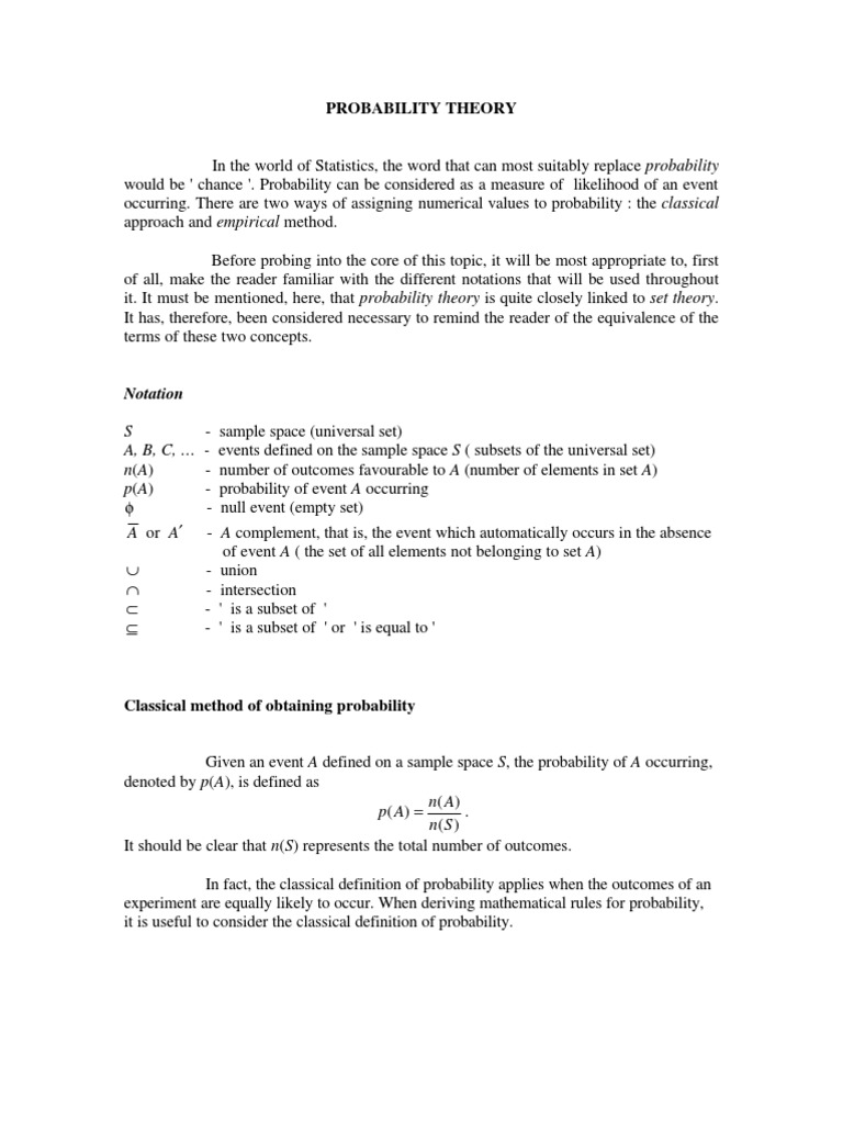 Probability Theory Notation Pdf Probability Theory Bias Of An