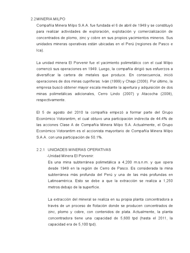 MILPO | Descargar gratis PDF | Minería | Perú