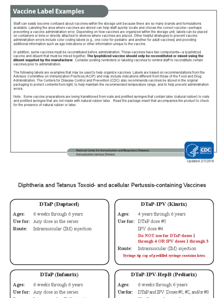 Vaccine Storage Labels PDF | PDF | Injection (Medicine) | Immunology