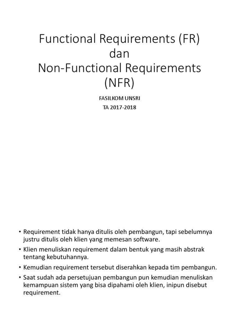 Memahami Functional dan Non-Functional Requirements | PDF