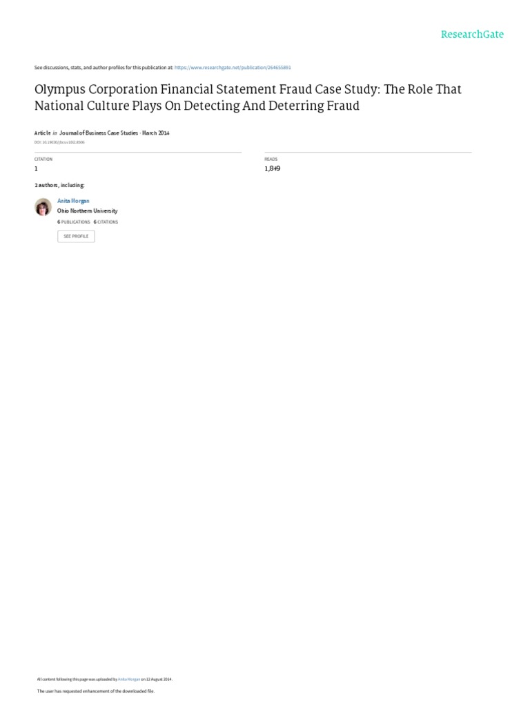 Olympus Corporation Financial Statement Fraud Case Study | PDF ...