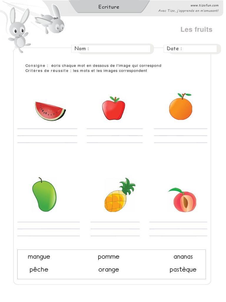 Ecriture Fruits 02 | PDF