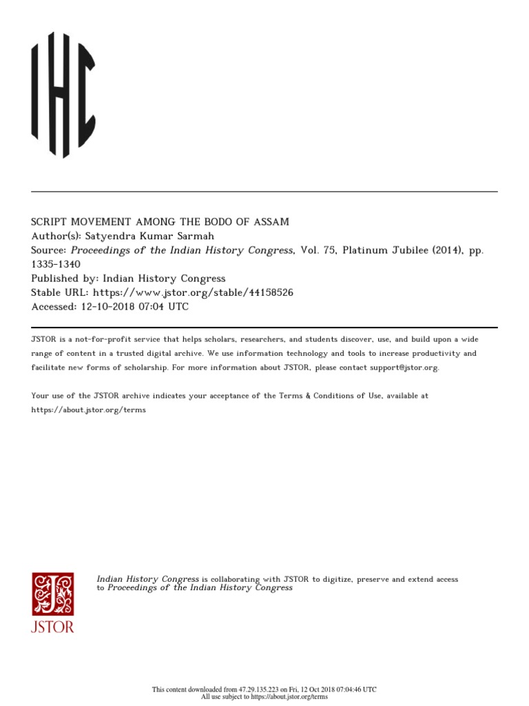Bodo Script Movement in Assam | PDF | Languages Of India | Languages