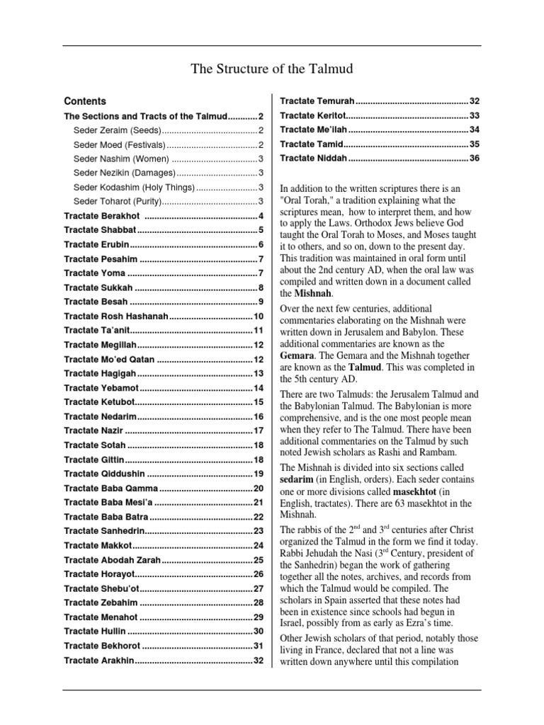 The Structure of The Talmud | PDF | Passover | Talmud