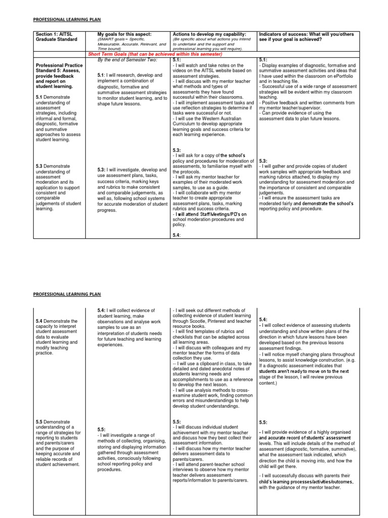 Professional Development Plan - Eportfolio | PDF | Educational ...