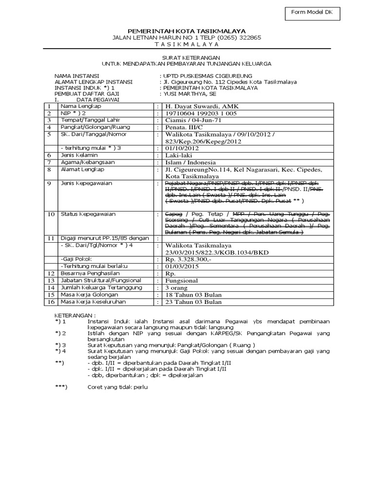 Contoh SKUMPTK PNS dan Pengisian Data | PDF