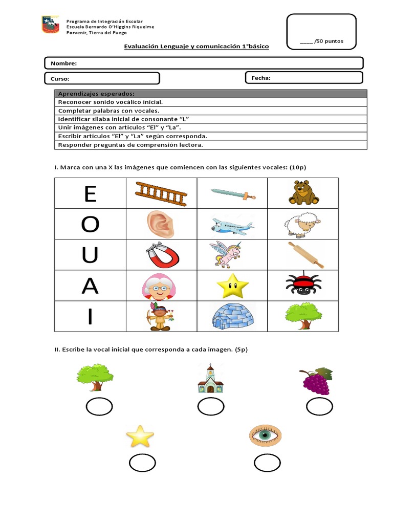 Evaluacion Letra L | PDF | Lingüística | Cognición