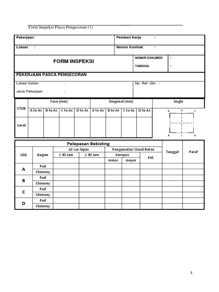 Inspection Report of Post-Pouring Work: Form for Inspecting Concrete ...
