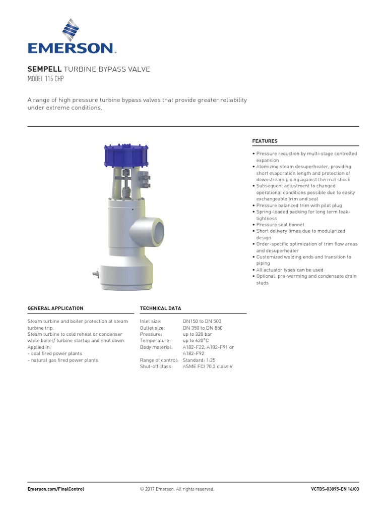 Data Sheets Bulletin Control Valves HP Turbine Bypass Valve Model 115 ...
