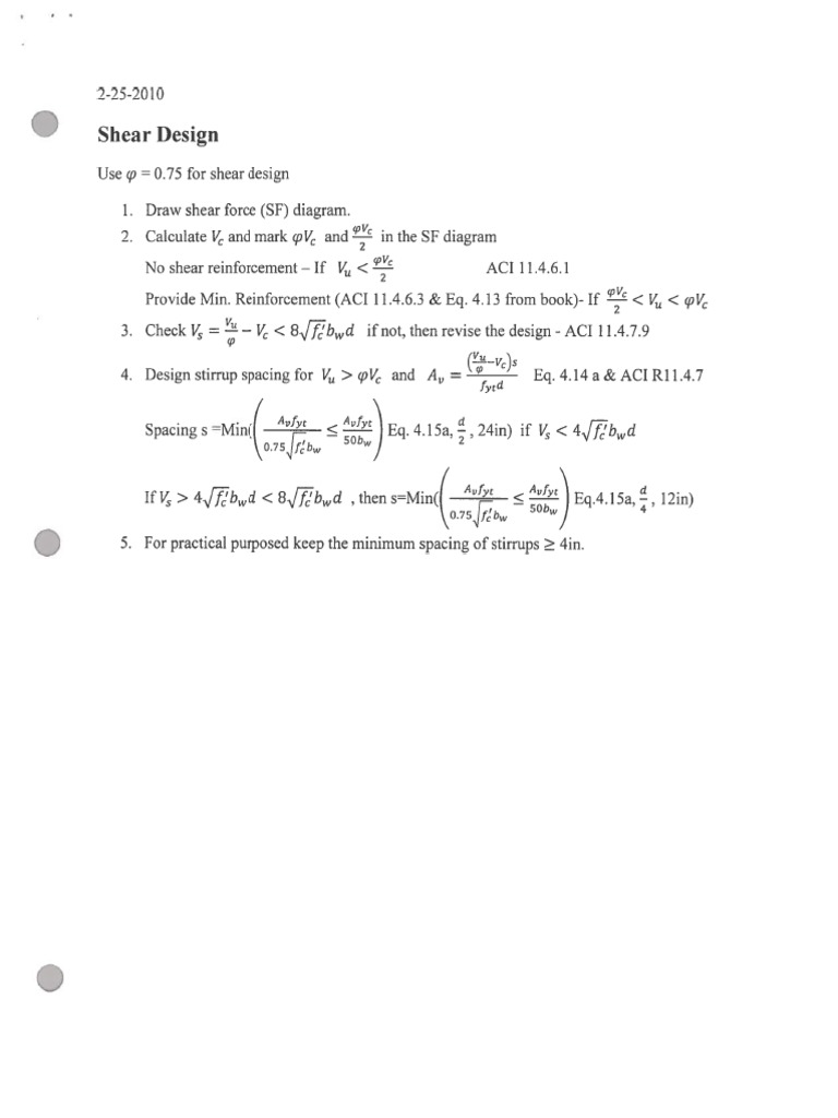 Shear Design: 1. Draw Shear Force (SF) Diagram | PDF