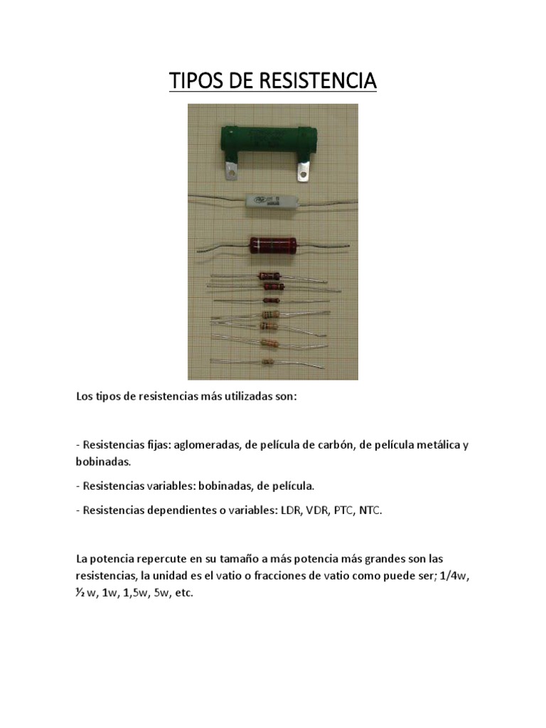 Tipos de Resistencia | Resistencia eléctrica y conductancia | Resistencia