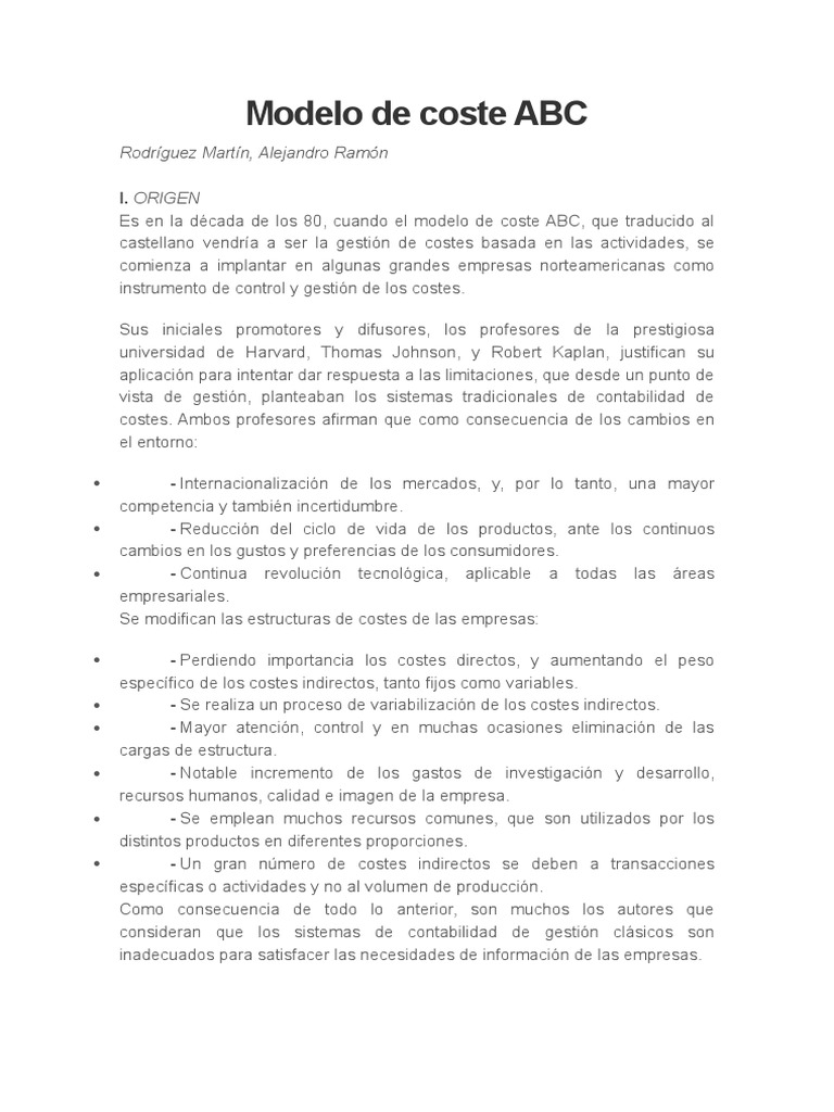Modelo de Costos ABC | PDF | Calidad (comercial) | Costo