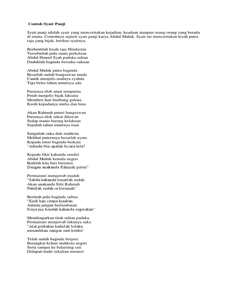 Contoh Berbagai Jenis Syair | PDF