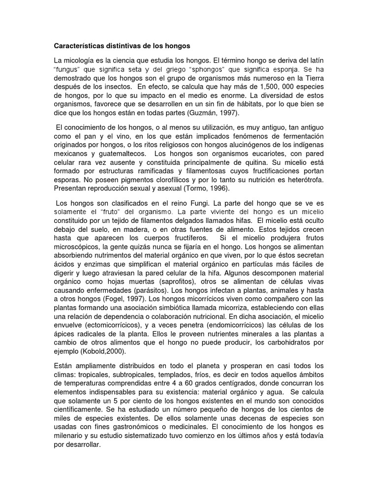 Características Distintivas de Los Hongos | PDF | Hongo | Compost