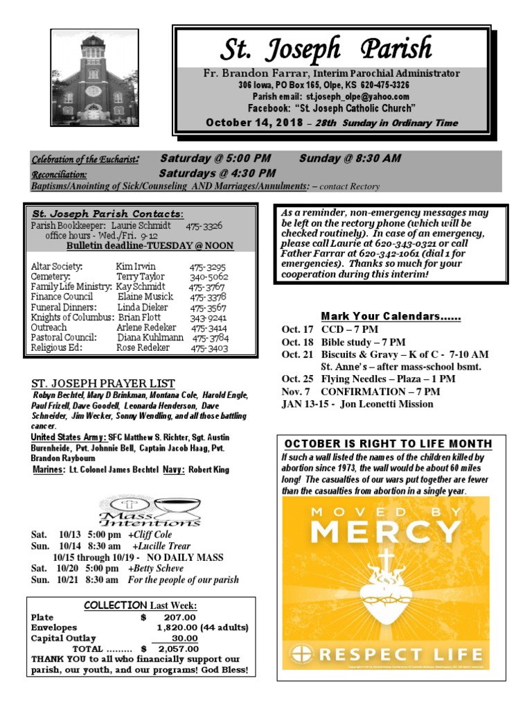 Bulletin | PDF | Mass (Liturgy) | Catholic Church