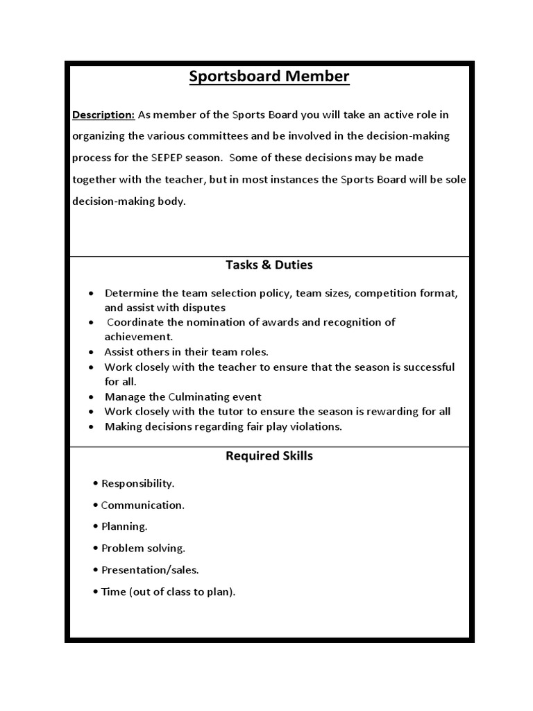 Sepep Roles | PDF | Decision Making | Referee