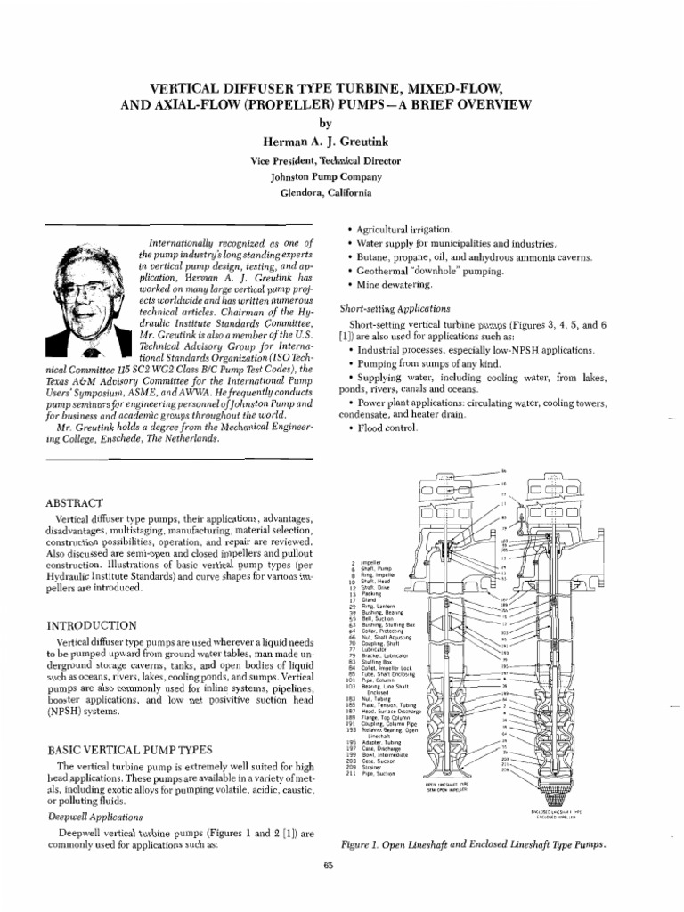Vertical Diffuser Type Turbine Mixed Flow and Axial Flow Propeller ...