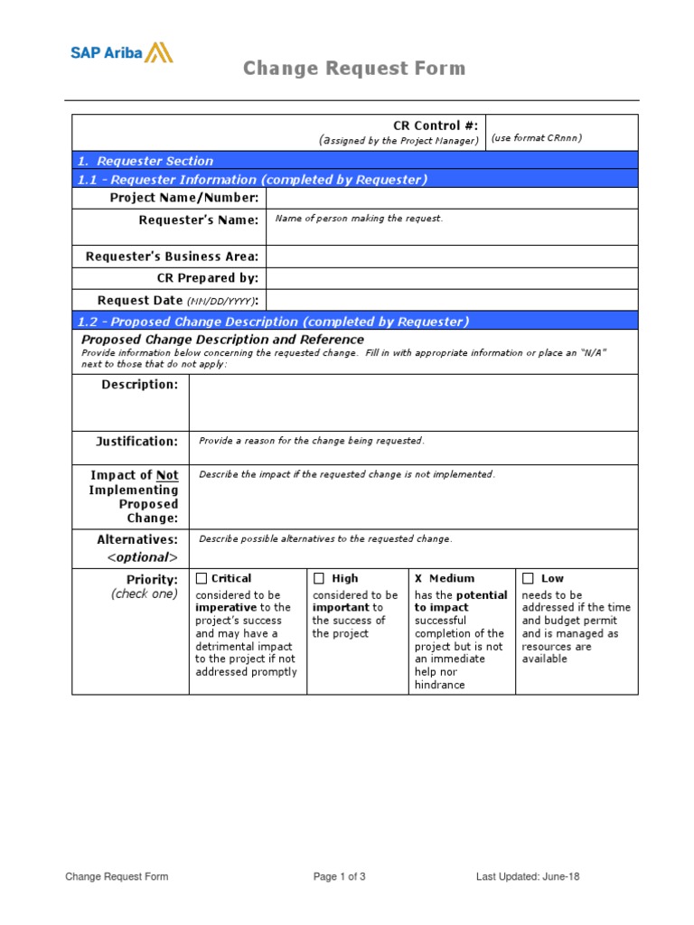 ARI.021 PMAR.306 Change Request Form | PDF | Business | Computing