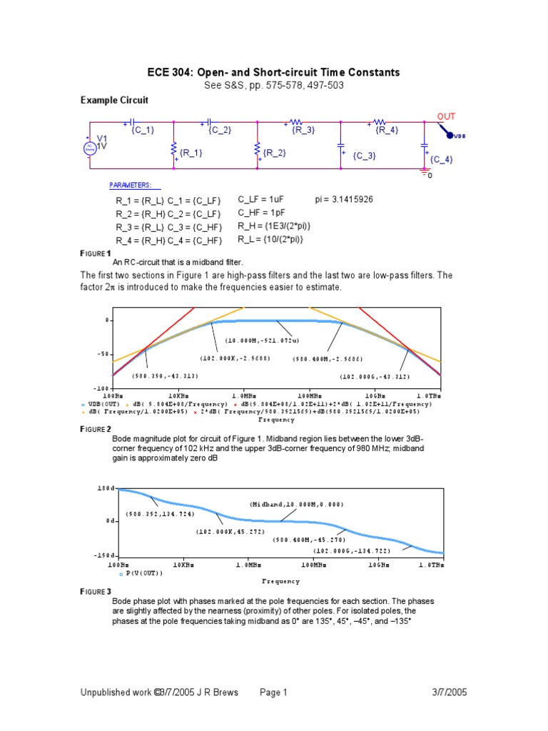ECE 304: Open-And Short-Circuit Time Constants | PDF | Electrical Network | Capacitor