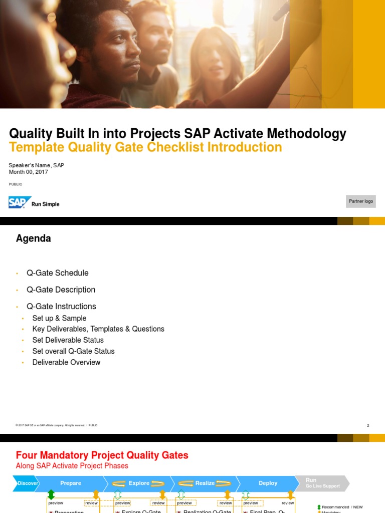 Quality Built in Into Projects SAP Activate Methodology: Template ...